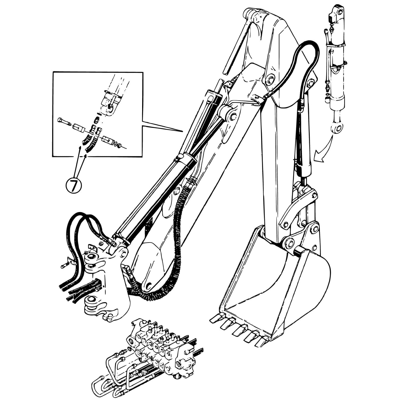 Case 580CK Manifold to Dipper Hydraulic Hose | HW Part Store
