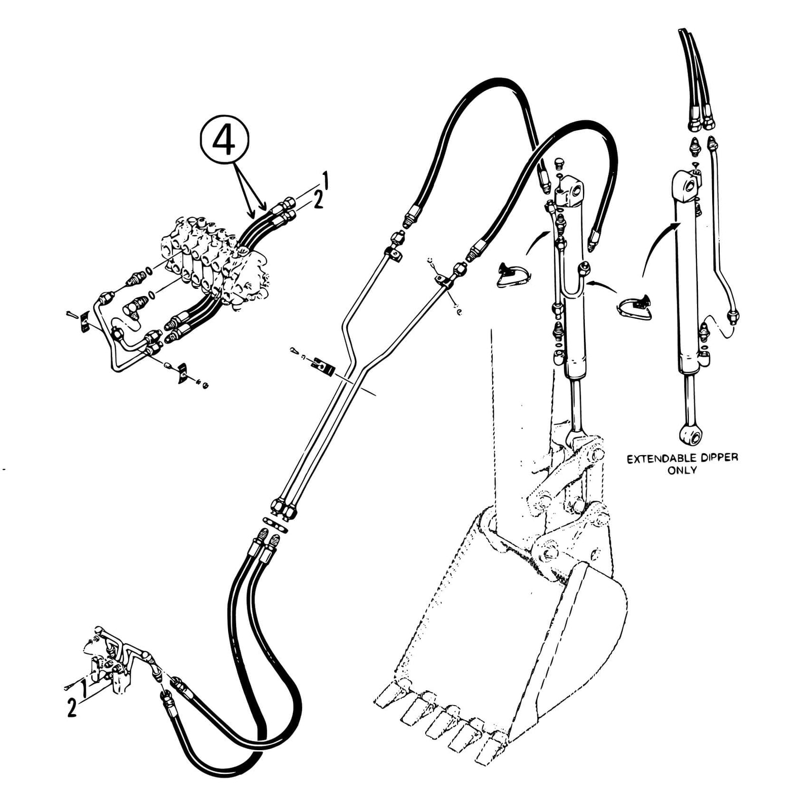 Case 480C Backhoe Valve to Bucket Manifold Hose | HW Part Store