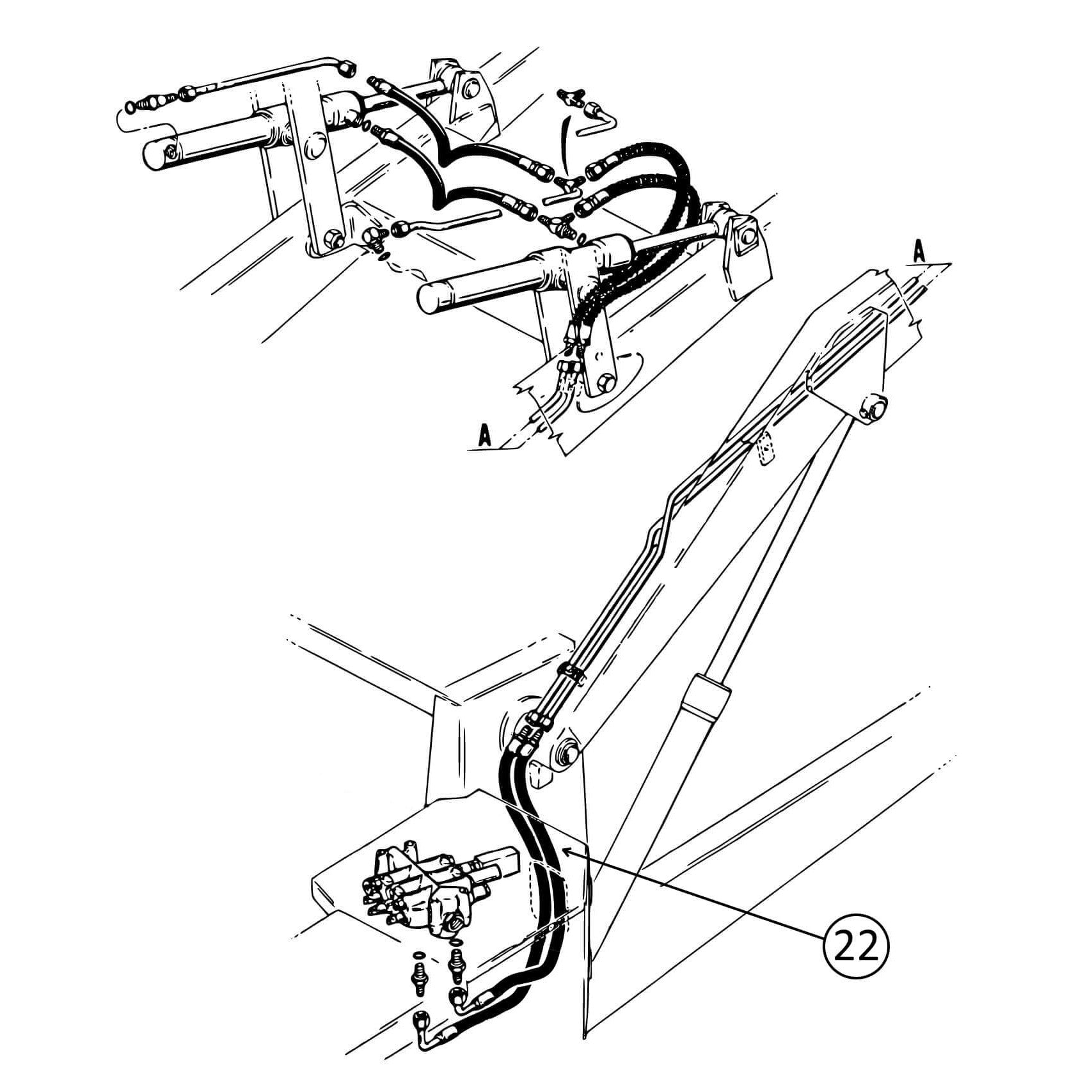 Case 580C Hose - from Loader Valve to Hyd Lines #22 | HW Part Store