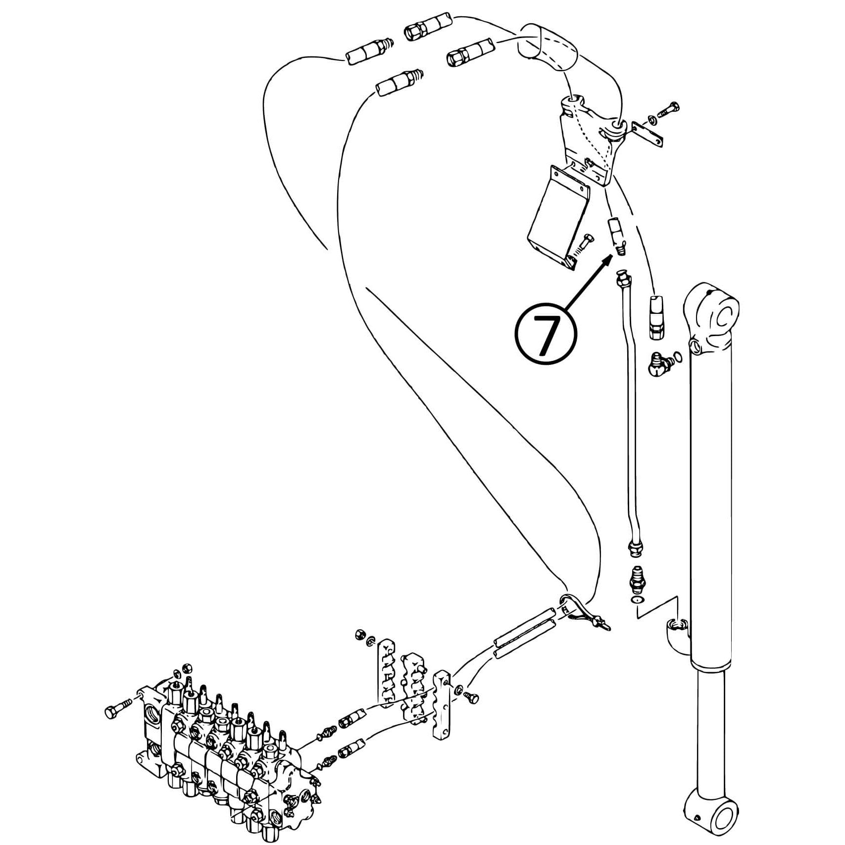 Case 580L Hose - to Bucket Cylinder Ext Rod End | HW Part Store