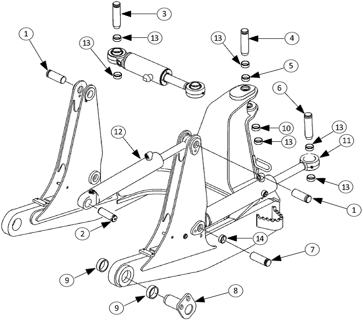 Case 650G, 650H, & 750H Dozer Blade Pins & Bushings | HW Part Store