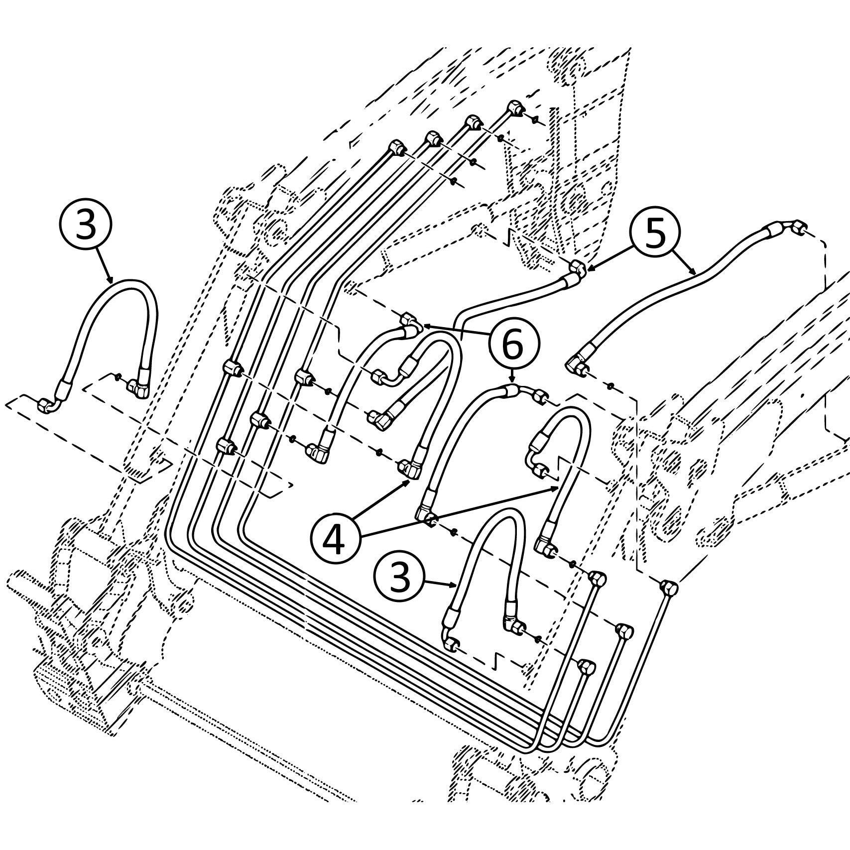 John Deere 120R MSL Whole Loader Hose Kit w/ Free Tool