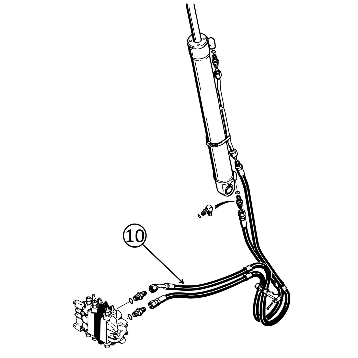 Case 580C Hose to Backhoe Dipper Rod End End | HW Part Store