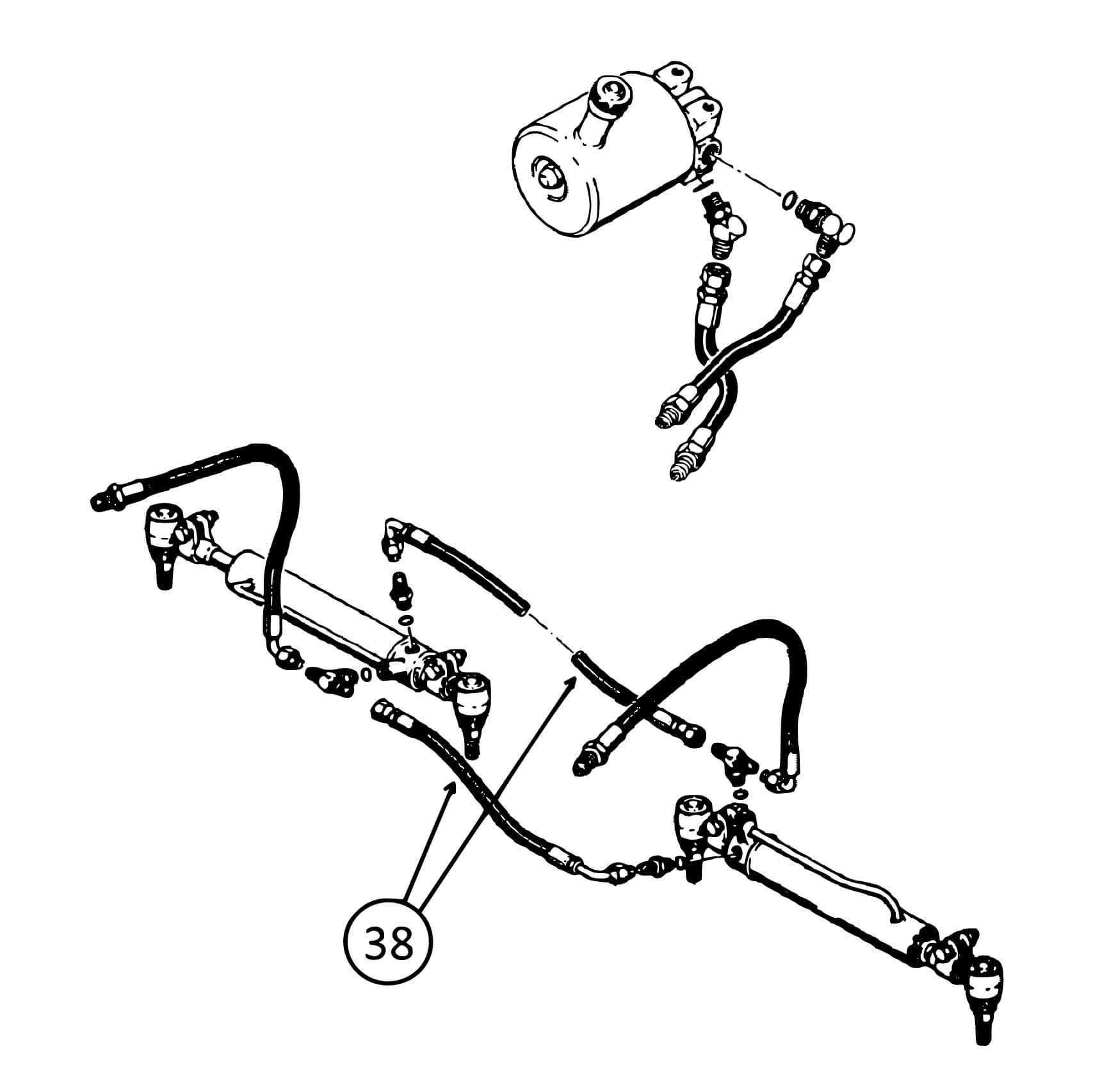 Case 580C Hose between Steering Cylinders | HW Part Store